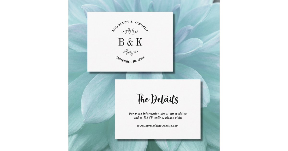 Fun Monogram Floral Botanical Wedding Couple Name Enclosure Card | Zazzle