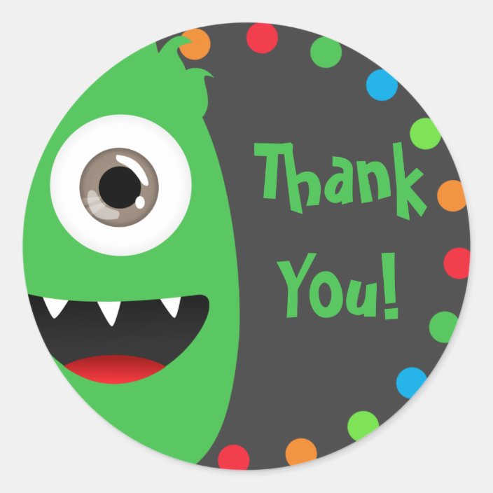 Fun Monster Thank You Stickers | Zazzle.com