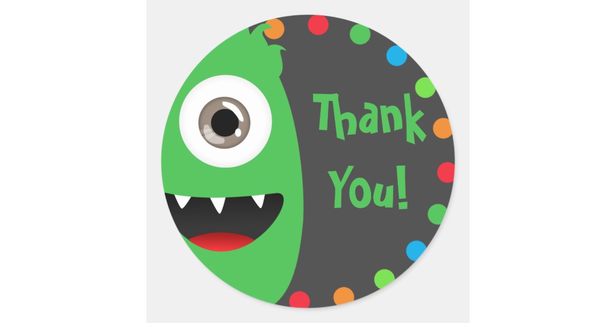 Fun Monster Thank You Stickers | Zazzle