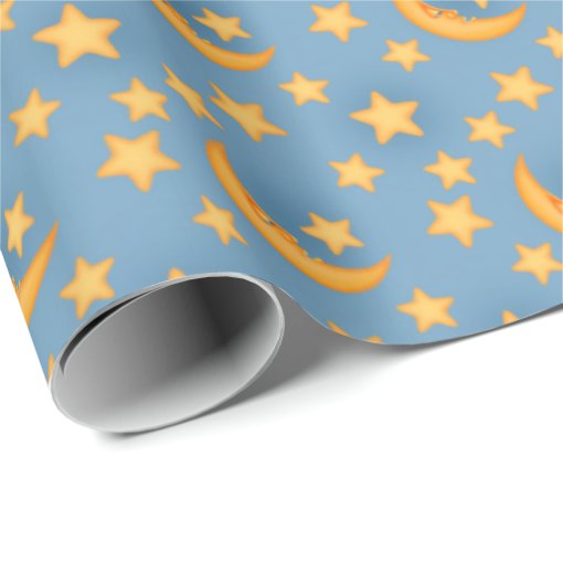 Fun moon and stars wrapping paper | Zazzle