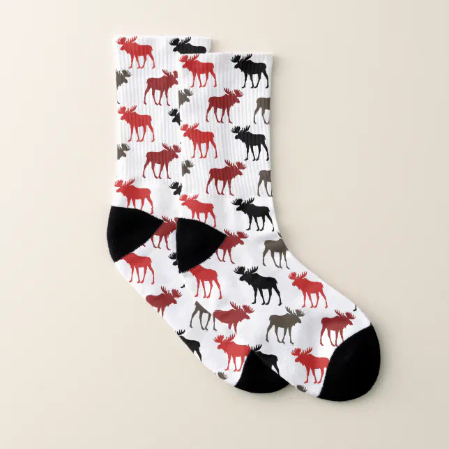 Fun Moose on the Loose Pattern Socks | Zazzle