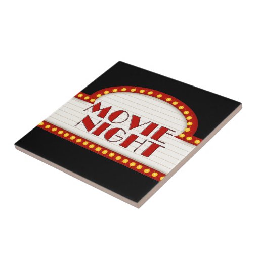 Fun Movie Night word art Theater room tile | Zazzle
