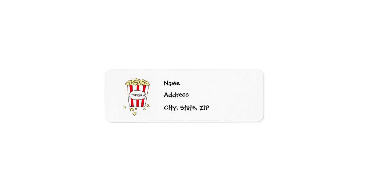 Fun Movie Theater Popcorn in Bucket Address Labels | Zazzle