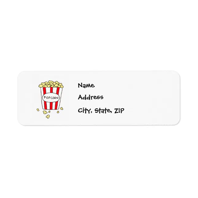 Fun Movie Theater Popcorn in Bucket Address Labels | Zazzle