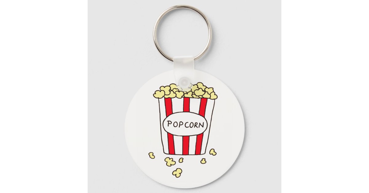 Fun Movie Theater Popcorn in Bucket Favors Keychain | Zazzle
