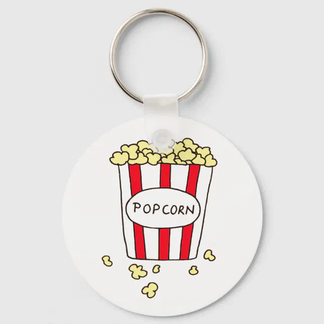 Fun Movie Theater Popcorn in Bucket Favors Keychain | Zazzle