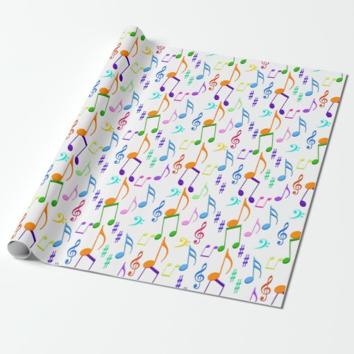 Fun Music notes pattern party wrap Wrapping Paper | Zazzle