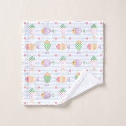 Fun Nautical Fish Pattern Bath Towel Set | Zazzle