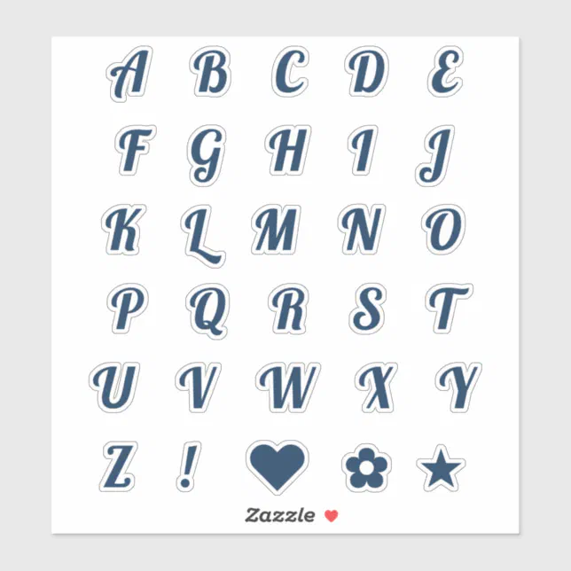 Fun Navy Blue Alphabet Initial Monogram Letters Sticker | Zazzle