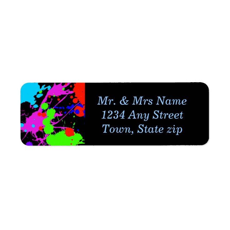Fun, Neon Paint Splatter, Custom Label | Zazzle