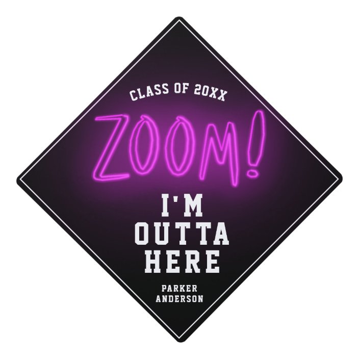 Fun Neon Pink Zoom Graduation Modern Trendy Cool Graduation Cap Topper ...