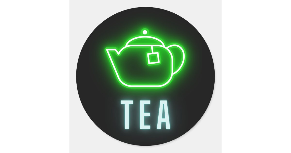 Fun Neon Teapot Classic Round Sticker | Zazzle