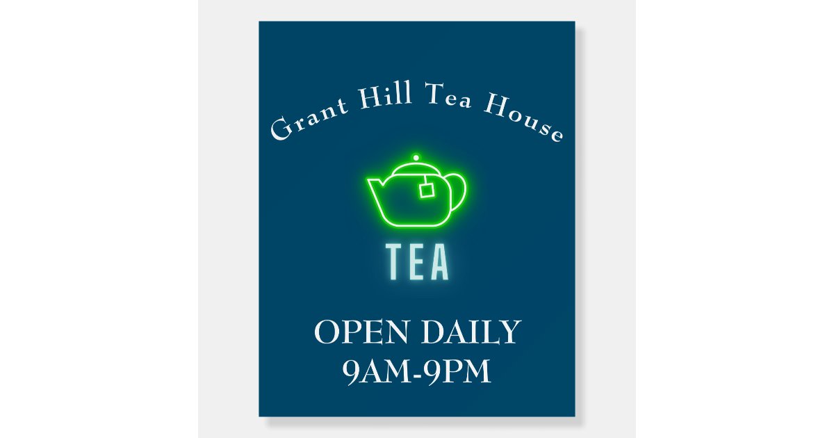 Fun Neon Teapot Tea Room Foamboard Sign | Zazzle