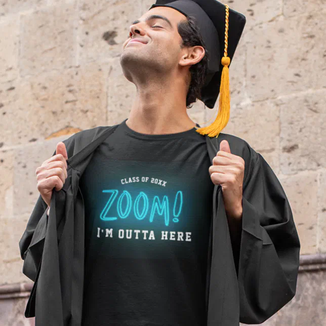 Fun Neon Zoom Graduation Cool Modern Trendy Remote T-Shirt | Zazzle