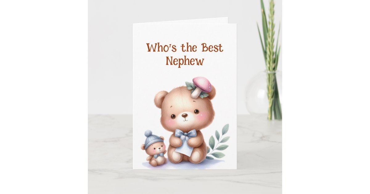 Fun Nephew Birthday Cute Teddy Bear Card | Zazzle