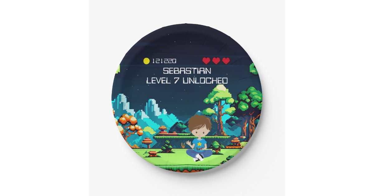 Fun Novelty Computer Game Birthday Party Paper Plates | Zazzle