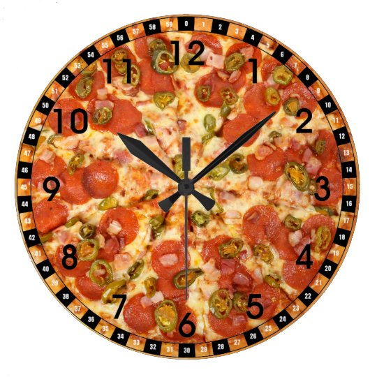 Fun Novelty Cool Food Pizza Theme Kitchen Large Clock | Zazzle.com