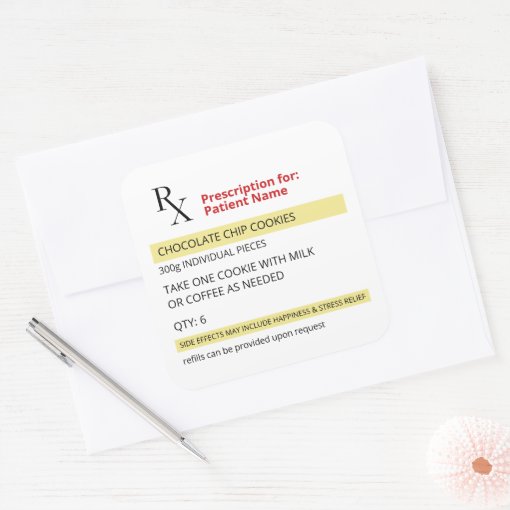 Fun Novelty Rx Prescription Cookie Label Sticker | Zazzle