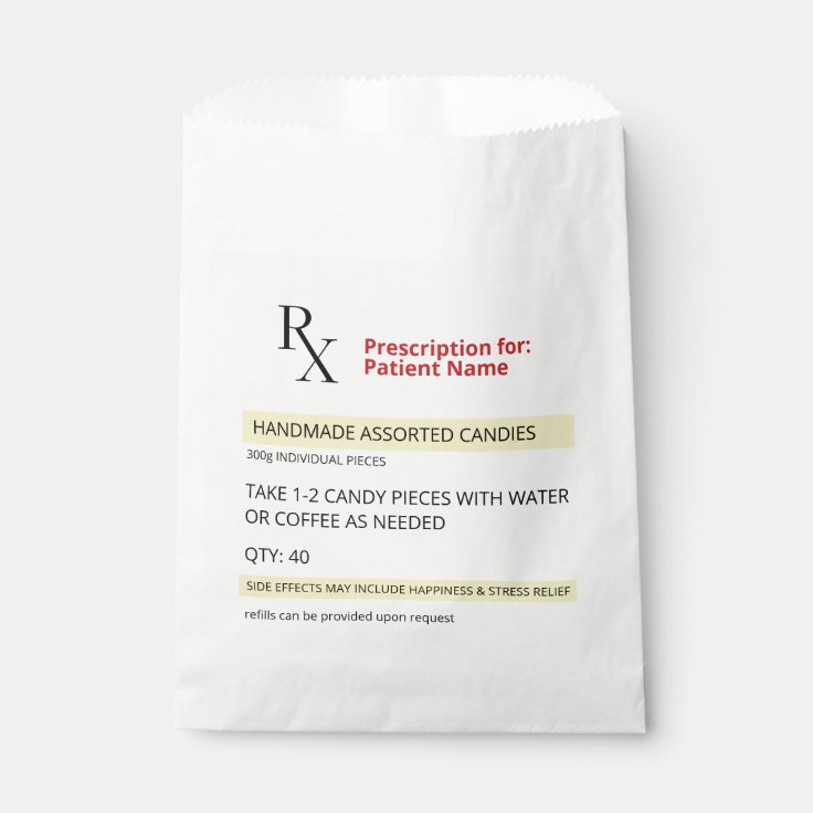Fun Novelty Rx Prescription Label Candy Halloween Favor Bag | Zazzle