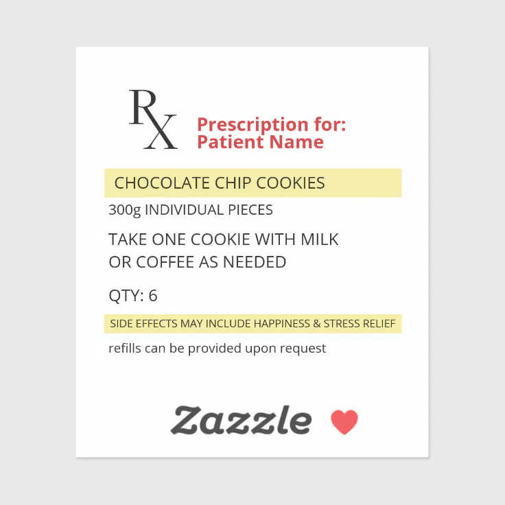 Fun Novelty Rx Prescription Label Sticker | Zazzle