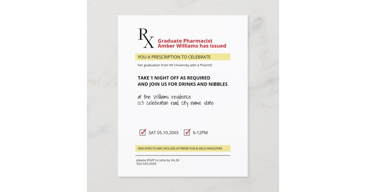 Fun Novelty Rx Prescription Pharmacy Graduation In | Zazzle