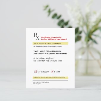 Fun Novelty Rx Prescription Pharmacy Graduation In | Zazzle