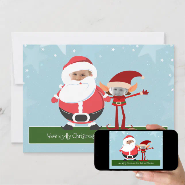Fun Novelty Santa And Elf Christmas Personalized Holiday Card | Zazzle