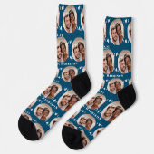 Fun Ocean Blue Newlyweds Photo Pattern Socks | Zazzle