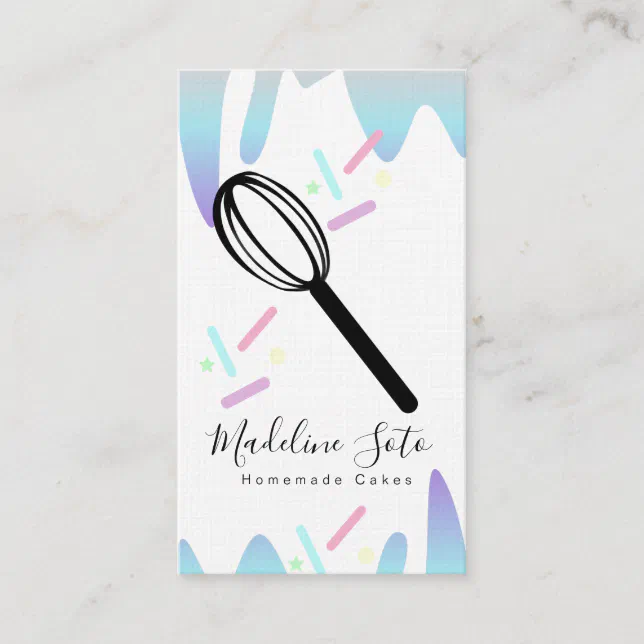 Fun Ombre Frosting Dripping Whisk Cake Bakery Logo Business Card | Zazzle