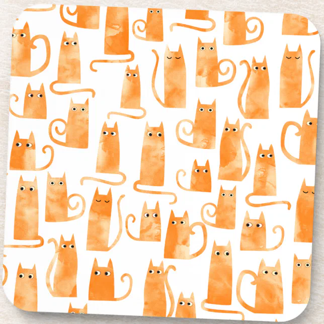 Fun Orange Cat Beverage Coaster | Zazzle