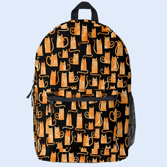 Fun Orange Cat Printed Backpack | Zazzle