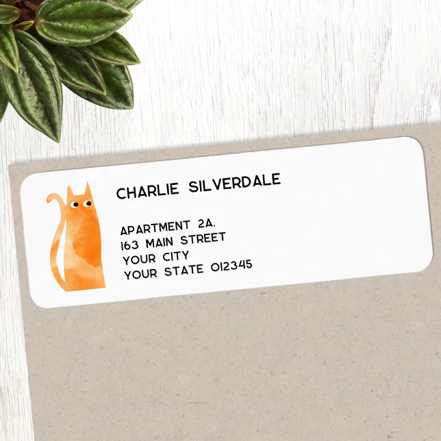 Fun Orange Cat Return Address Label | Zazzle