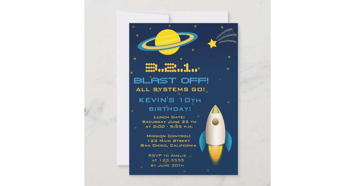 Fun Outer Space Rocket Birthday Party Invitation | Zazzle