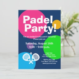 Fun padel tennis sports party invitation template | Zazzle