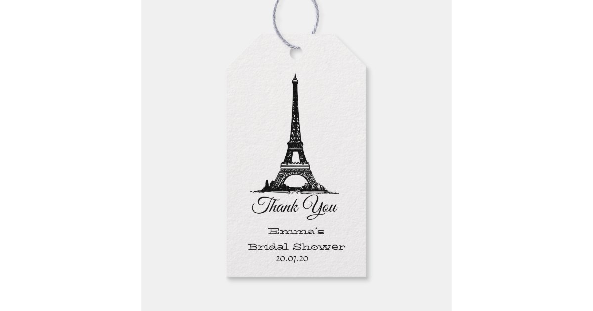 Fun Paris illustration Thank You Gift Tags | Zazzle