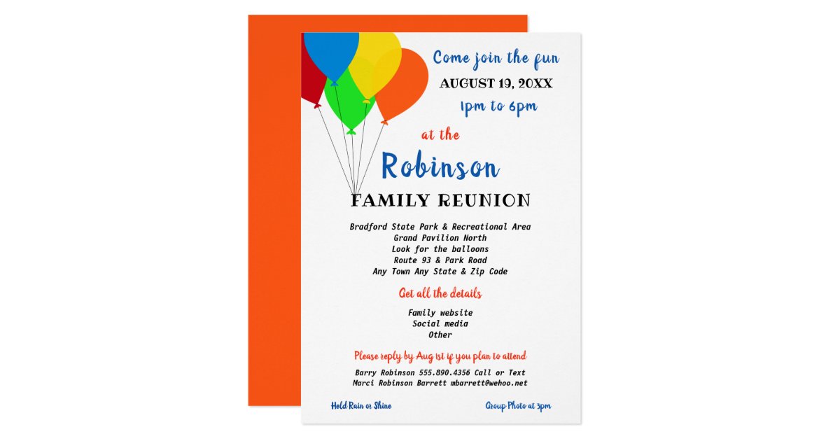 Fun Party Style Family Reunion Trendy Balloon Invitation | Zazzle.com