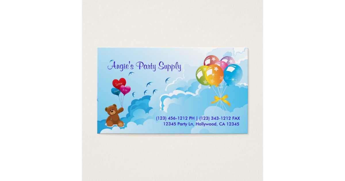 Fun Party Supplies Business Card | Zazzle.com