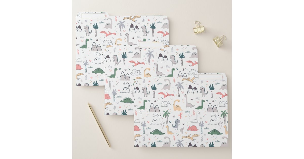 Fun Pastel Dinosaur Scene Pattern File Folder | Zazzle