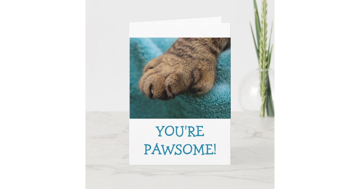 Fun Pawsome Cat Paw Birthday Card | Zazzle