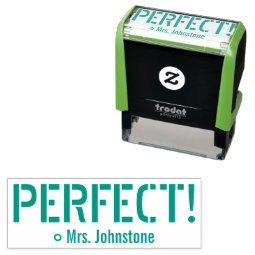 Fun "PERFECT!" + Educator's Name Rubber Stamp | Zazzle
