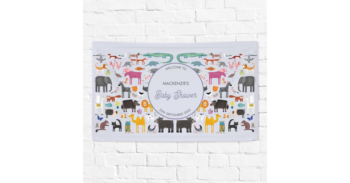 Fun Personalized Animal Baby Shower Banner | Zazzle