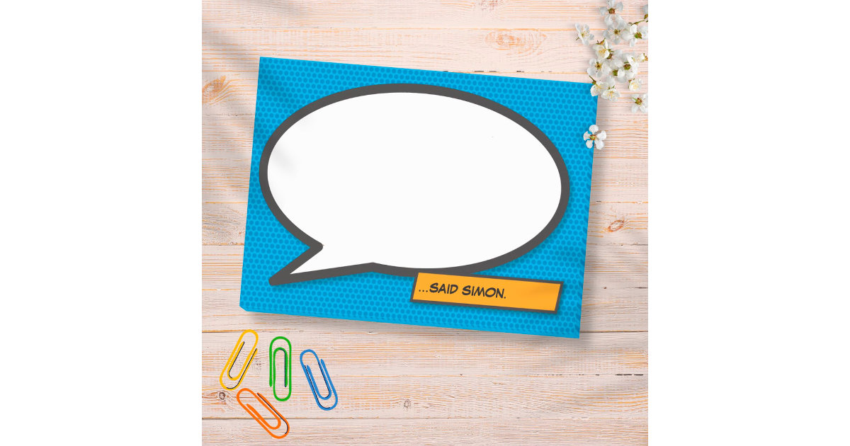 Fun Personalized Comic Book Pop Art Speech Bubble Post-it Notes | Zazzle