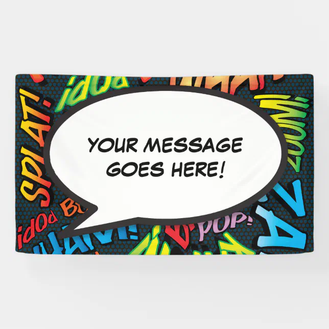 Fun Personalized Comic Book Speech Bubble Banner | Zazzle