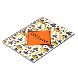 Fun Personalized Construction Vehicles Pattern Notebook | Zazzle