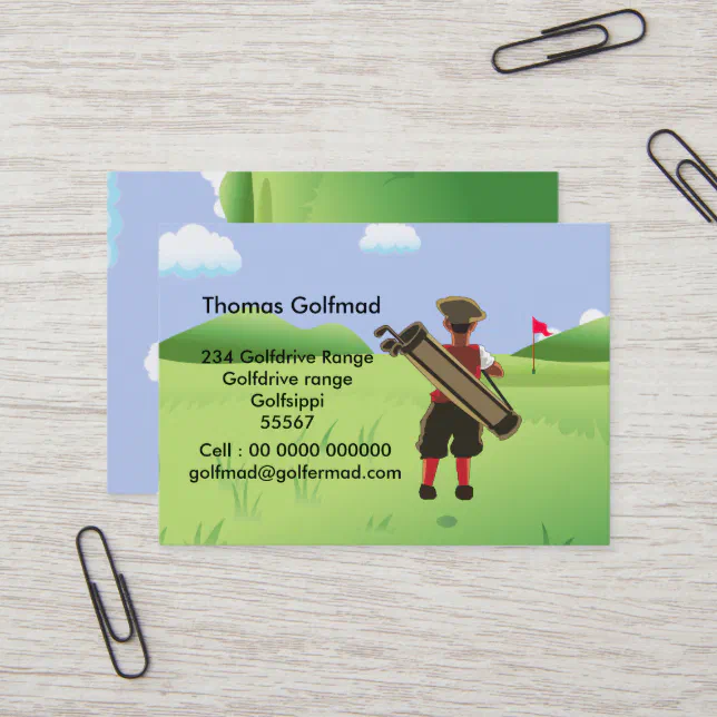 Fun Personalized Golfer on golf course Business Card | Zazzle