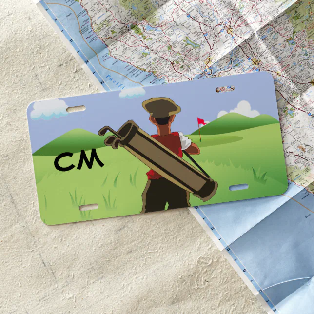 Fun Personalized Golfer on golf course License Plate | Zazzle