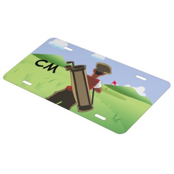 Fun Personalized Golfer on golf course License Plate | Zazzle
