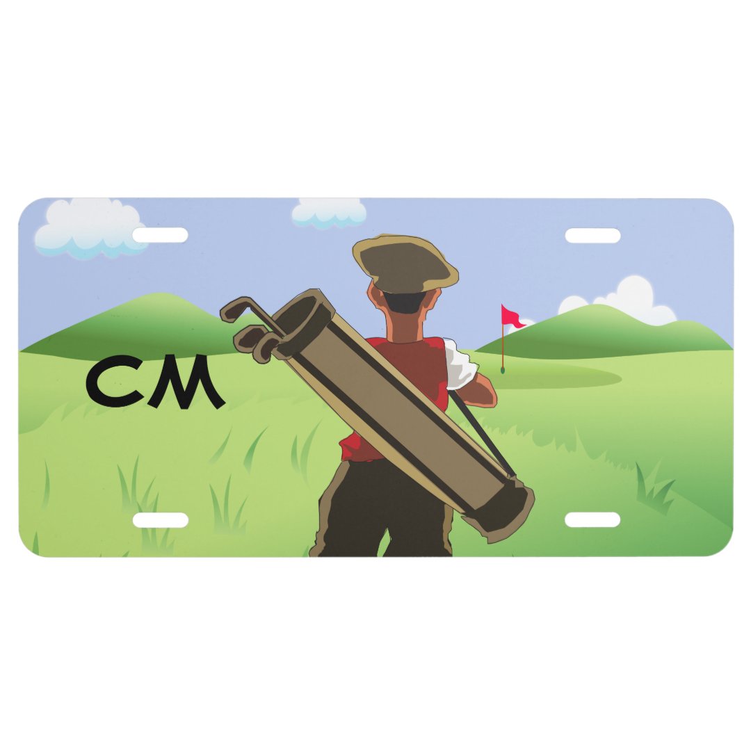 Fun Personalized Golfer on golf course License Plate | Zazzle