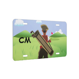 Fun Personalized Golfer on golf course License Plate | Zazzle