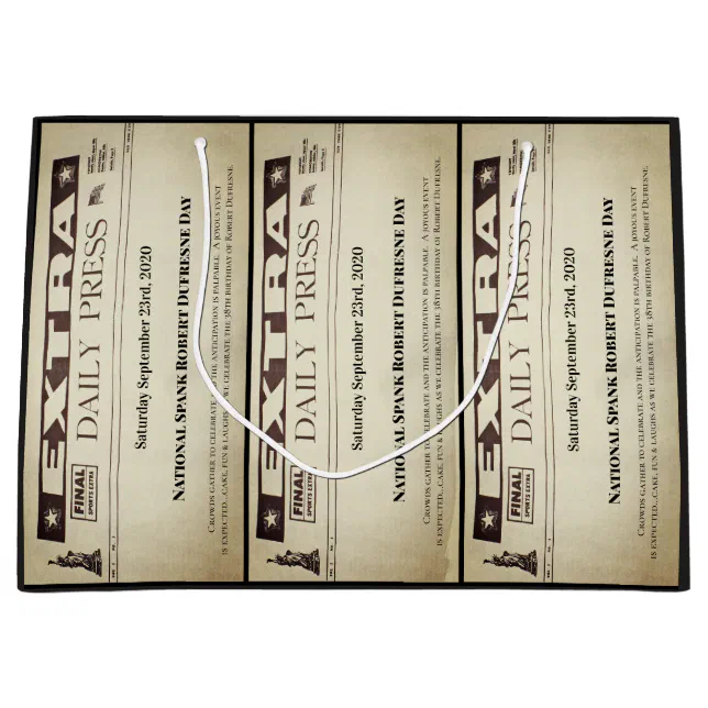 Fun Personalized Newspaper Headline Large Gift Bag | Zazzle